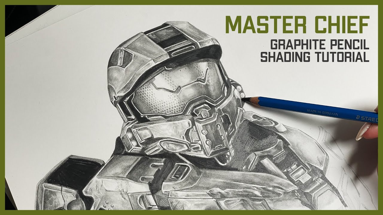 Pencil Shading Tutorial - Master Chief Drawing Process & Voiceover ...