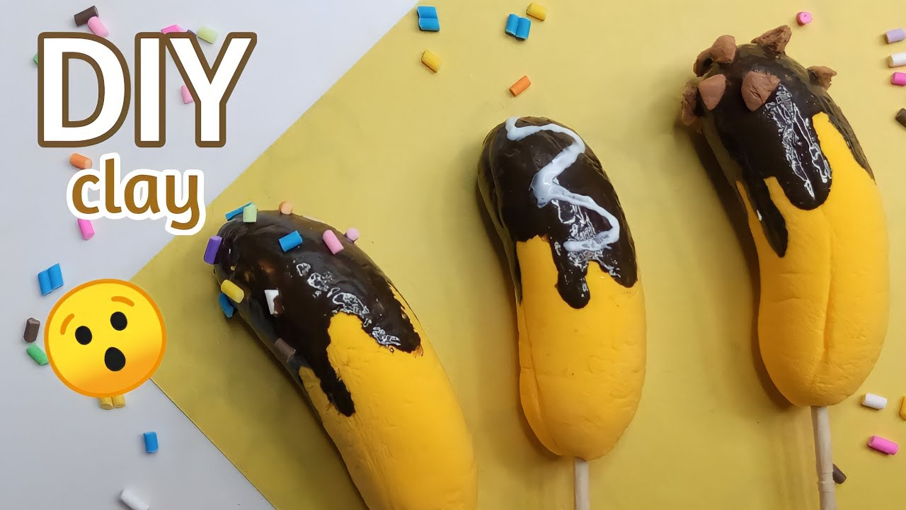 🍌Diy clay banana | tutorial clay food |food - YouTube
