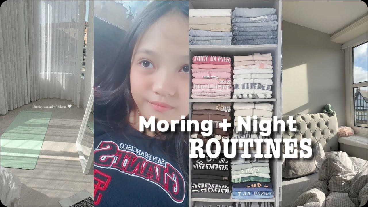 My moring + night routine (vlog) uni! , Grwm ,self care habits ...