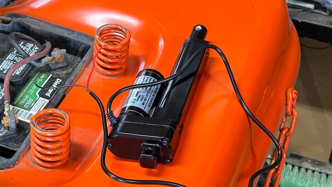 Install linear actuator on garden tractor - YouTube
