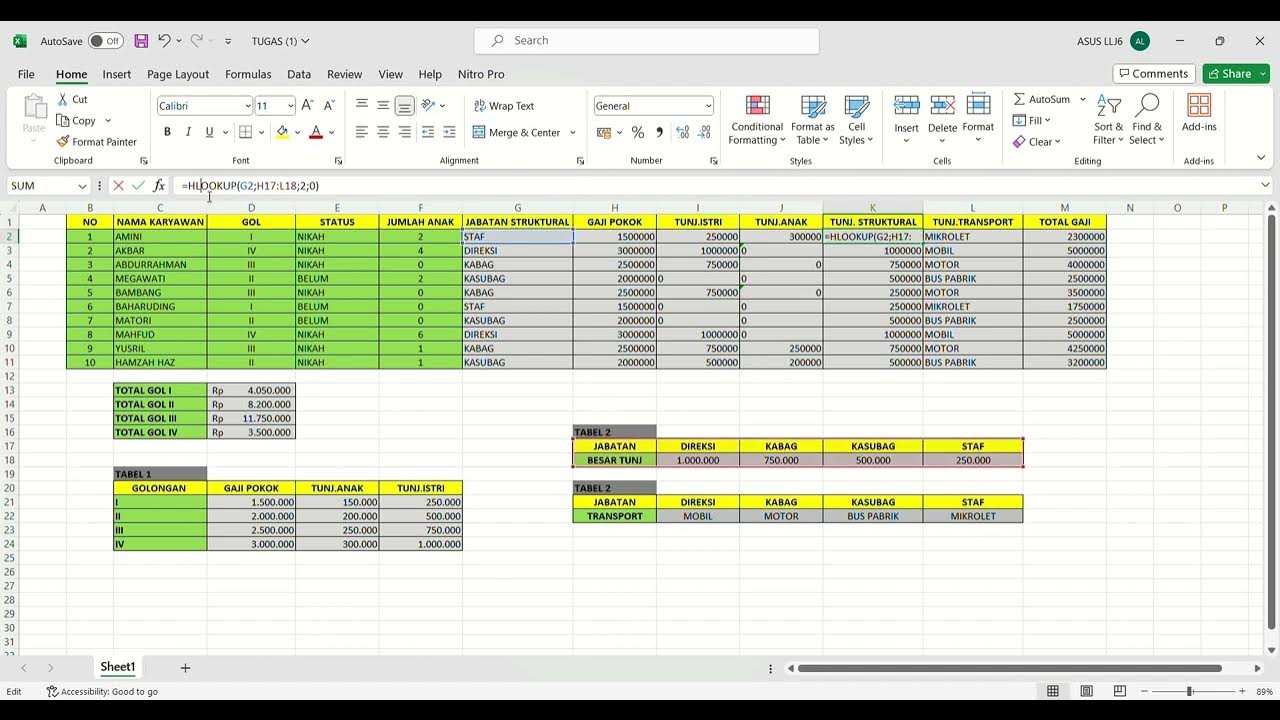 TUTORIAL MEMBUAT GAJI KARYAWAN DENGAN EXCEL - YouTube