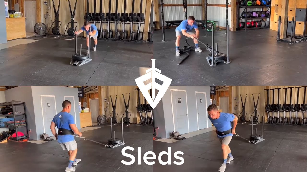 Sled Push, Sled Drags, Hand Over Hand Sled Pulls - YouTube