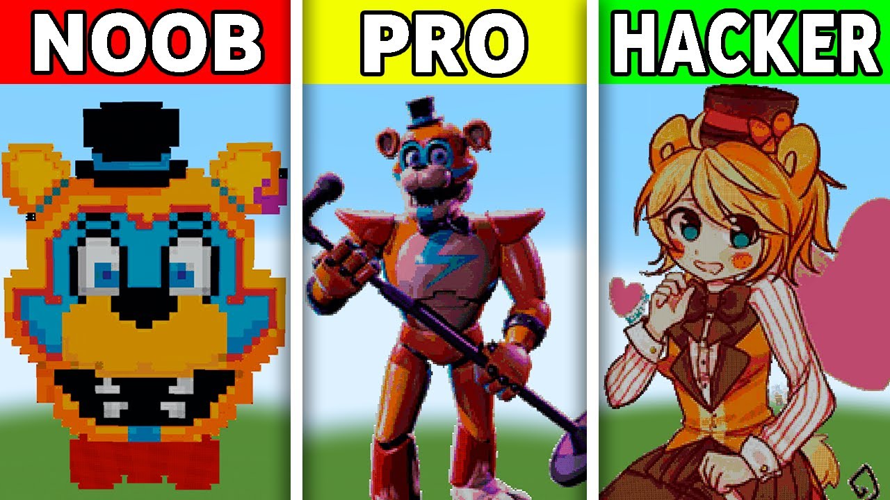 Freddy Bear NOOB vs PRO vs HACKER pixel art. How to draw? - YouTube