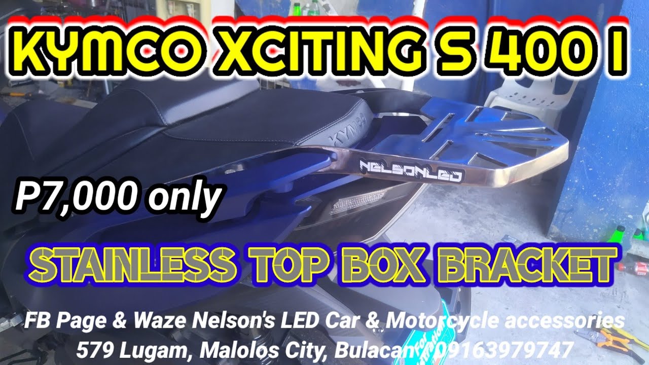 KYMCO XCITING S 4OOi Stainless Top Box Bracket - YouTube