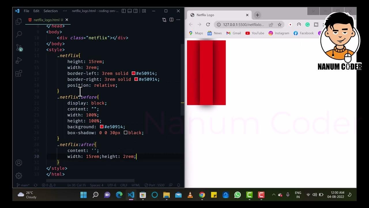 Netflix logo with html pure css|CSS Source code available|css tutorial in tamil - YouTube