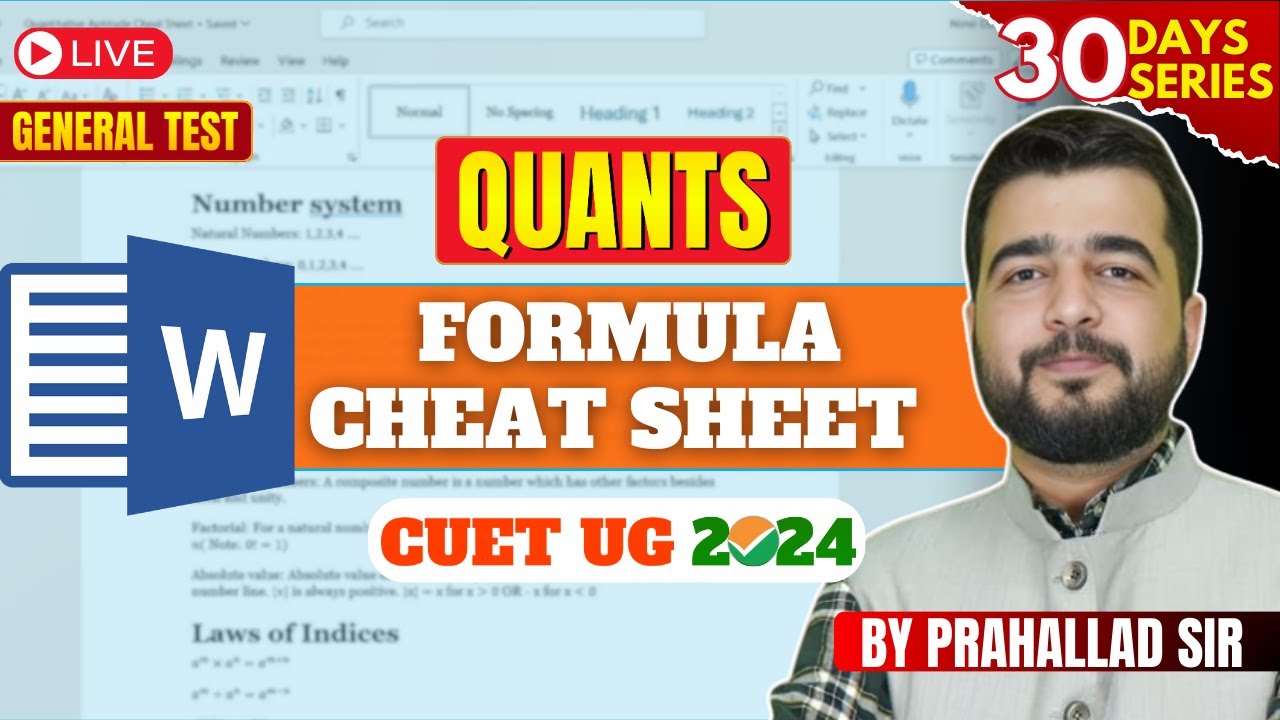 CUET General Test | Formula Cheat Sheet Quantitative Aptitude | CUET GT ...