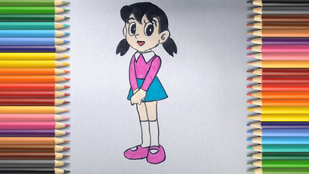 How to draw Shizuka | Shizuka Drawing Very Easy Step | With Coloring ...