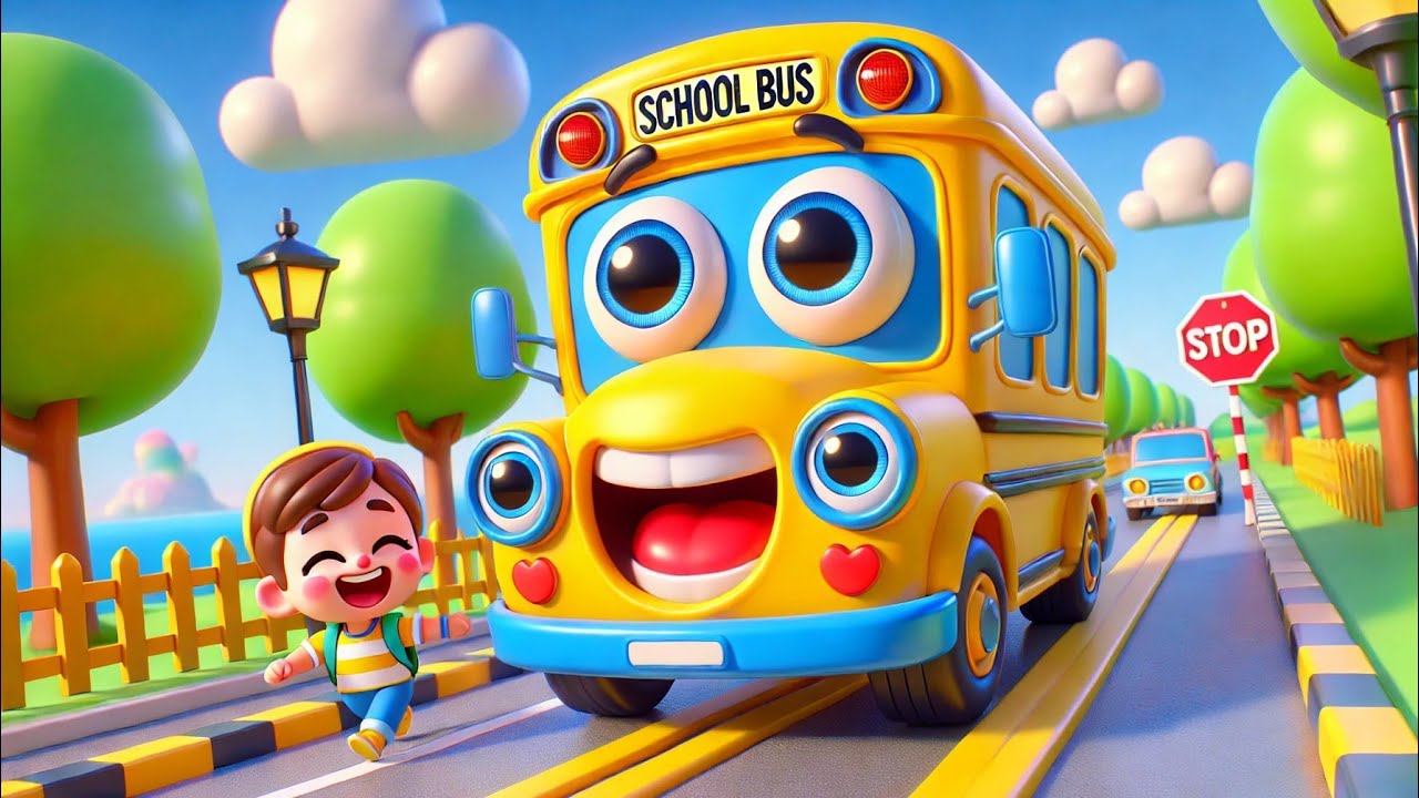 The Wheels on the Bus in 3D! 🚌😄 | Laughing Bus with Cute Kids - YouTube