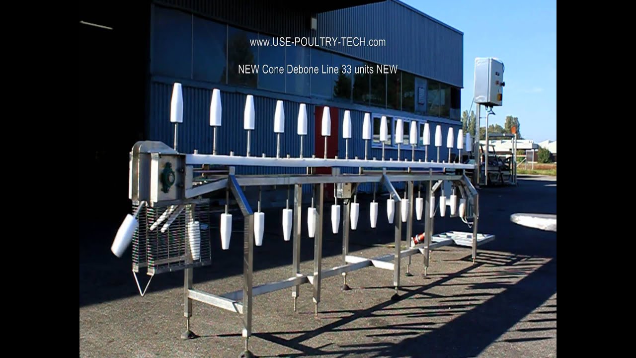 Use Poultry Tech Cone Deboning Conveyor - YouTube