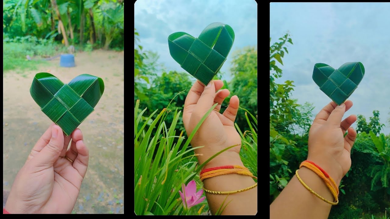 How To Make Coconut Leaf Heart | Coconut Leaf Craft | Palm Leaf Heart ...