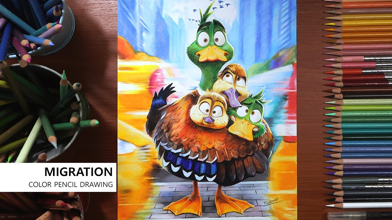 MIGRATION colored pencil drawing - Freedraw - YouTube