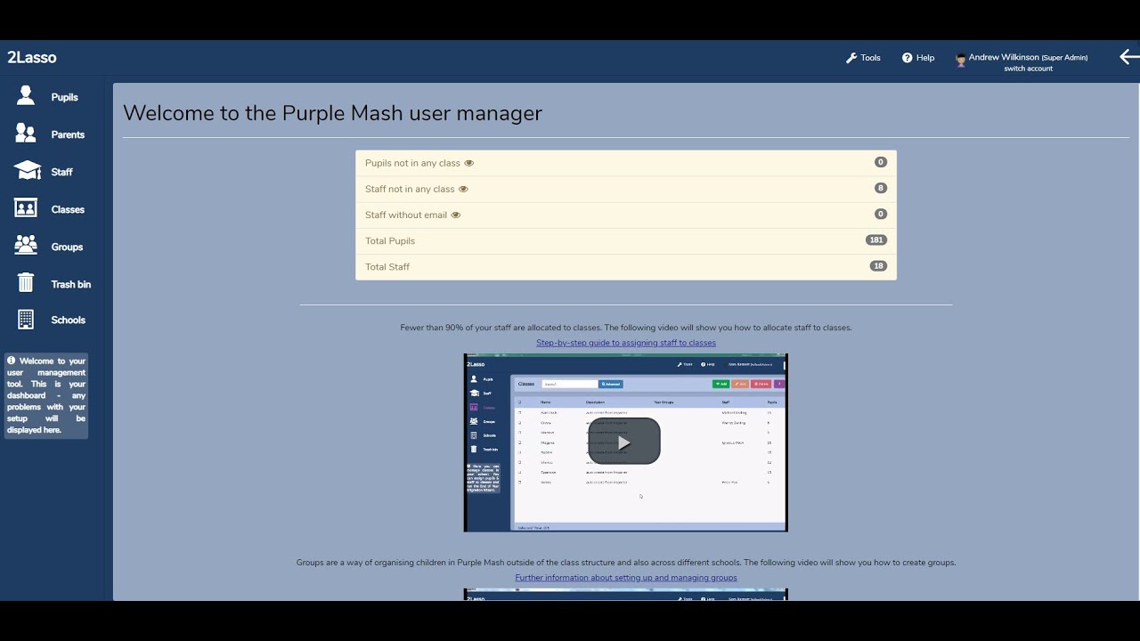 Manually setting up your Purple Mash accounts - YouTube