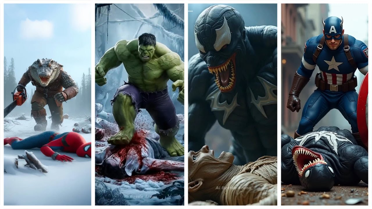 SUPERHERO MEGA BATTLE #1412 SUPERHERO BATTLE HULK VS SPIDERMAN VS VENOM ...