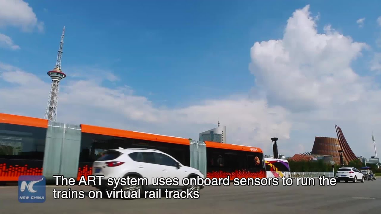 Trackless Trams Approved in NE China - YouTube