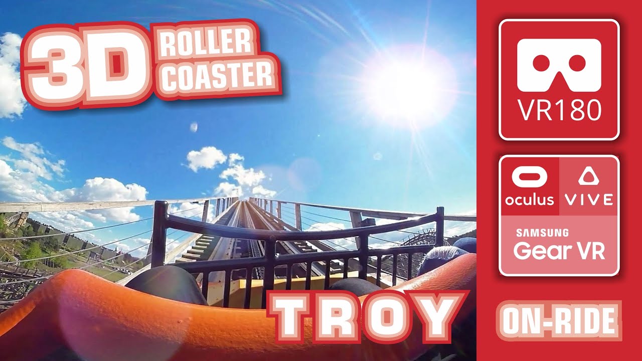 Troy VR Roller Coaster VR180 3D Experience | VR POV front row Toverland achtbaan Oculus Quest ...