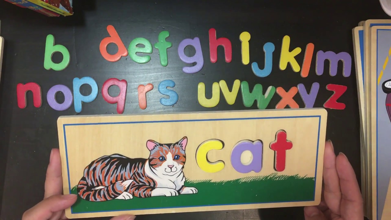Lower case simple spelling with wooden letters. - YouTube