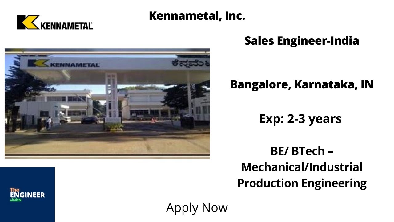Kennametal | Sales Engineer-India | BE/ BTech – Mechanical/Industrial ...