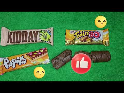 ASMR Milk Chocolate Bar/ Twingo Caramel Cookies/ Kidday Bar/ Unboxing ...