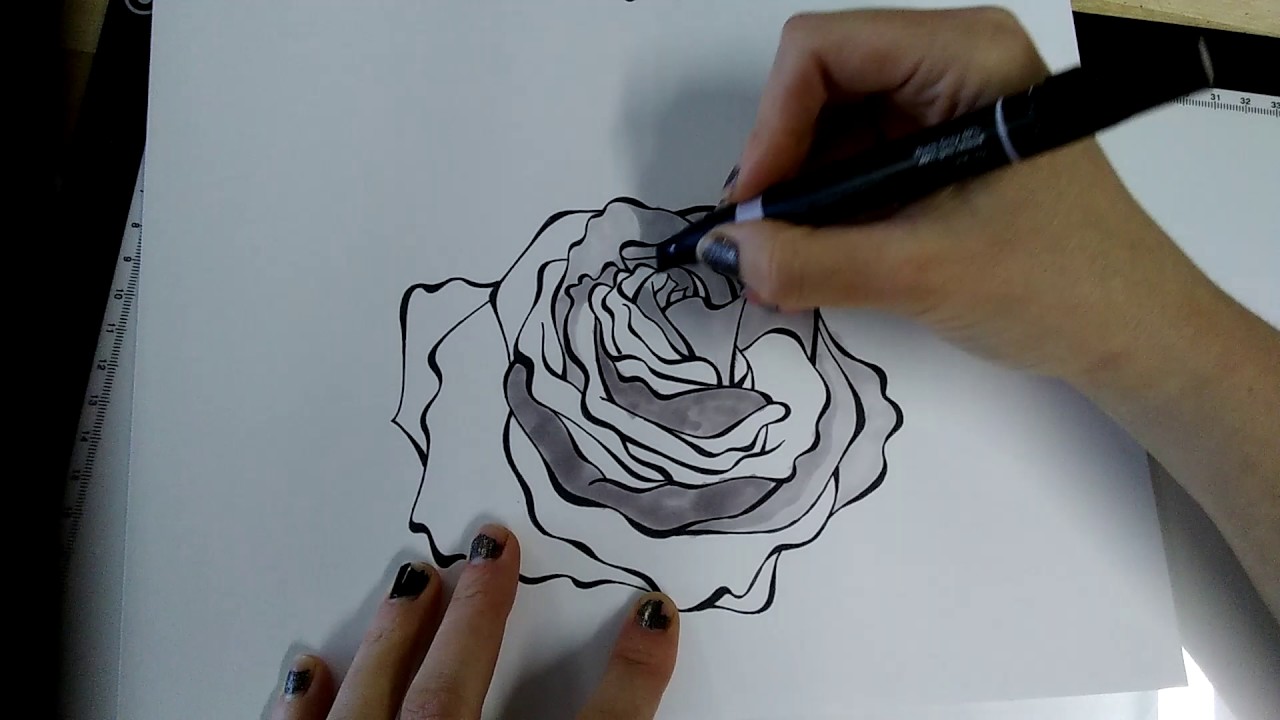 Grayscale Rose Tutorial- Timelapse - YouTube