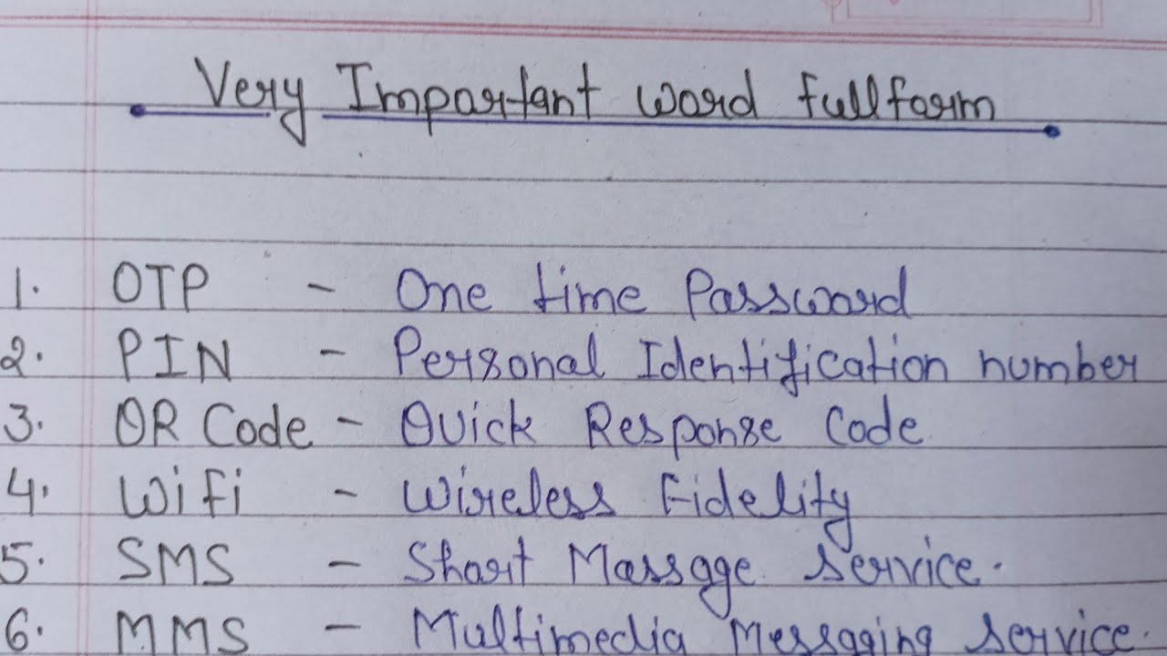 Important words Full form/10 Important words Full form - YouTube