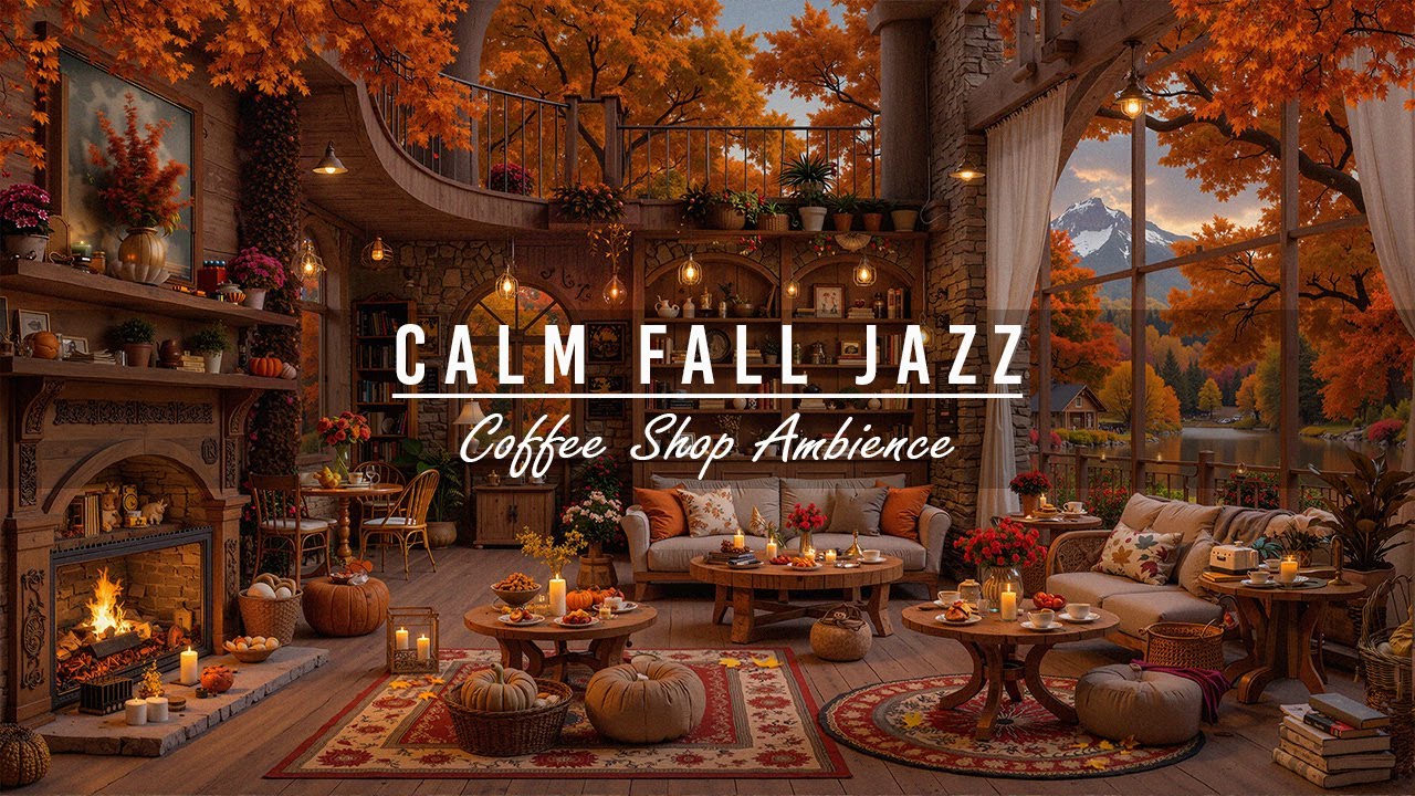 Calm Fall Jazz Music to Relax,Great Mood🍂Coffee Shop Ambience~Relaxing ...