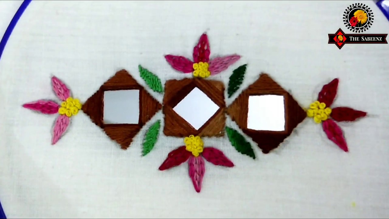 Mirror Work- Square Mirror With Hand Embroidery Work step by step ...