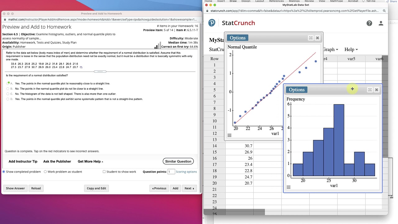 2021 Statcrunch Assessing Normality - YouTube