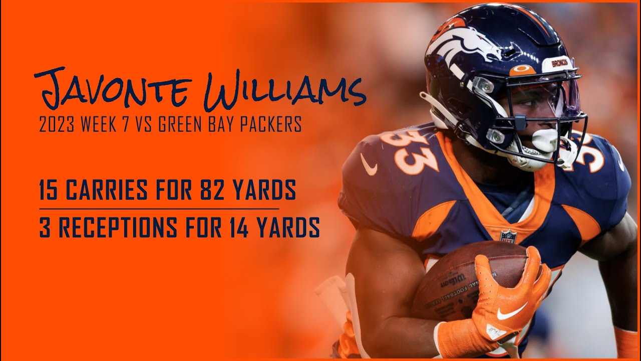 Javonte Williams Every Run and Catch vs Green Bay Packers | 2023 Week 7 ...