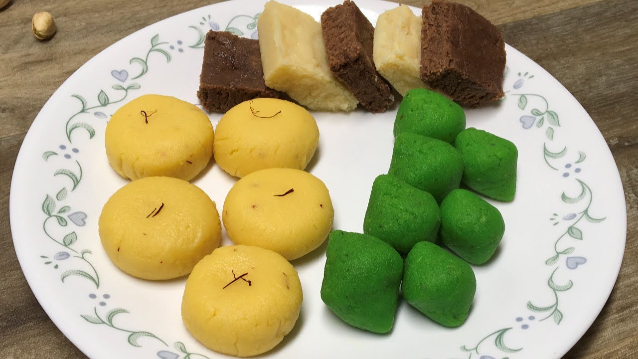 instant milk peda | chocolate peda| kesar peda | pista peda | milk ...