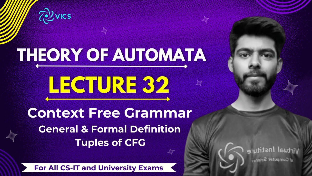 32- Context Free Grammmar | General & Formal Defination of CFG | Tuples ...