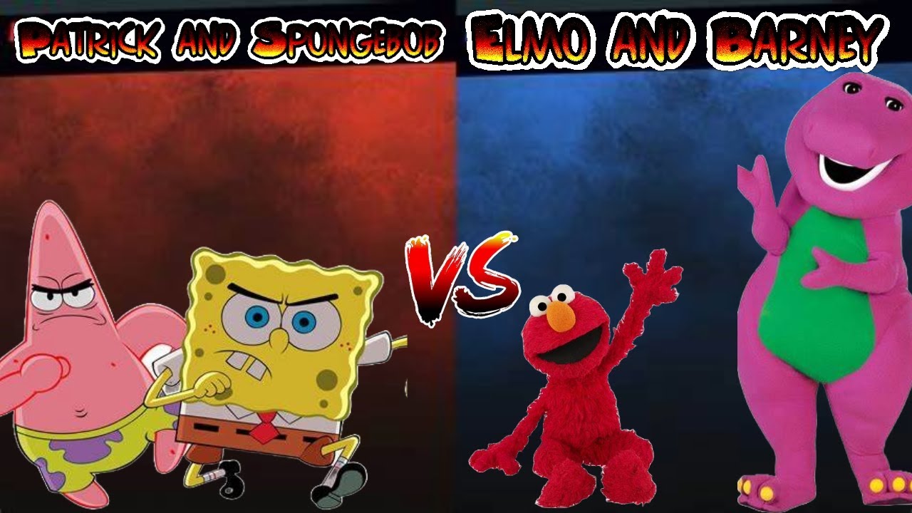 Patrick and Spongebob VRS Barney and Elmo in WWE 2K23 - YouTube