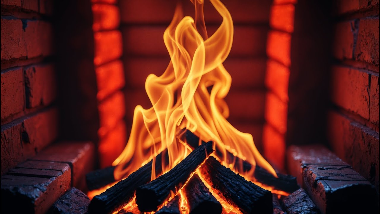 Cozy Warmth & Ember Peace – 12H Fireplace in Red Brick Hearth with Calm ...