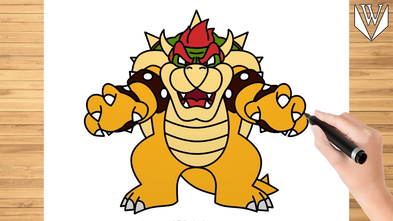 How to draw BOWSER Super Mario Step by step Tutorial | Free Download ...