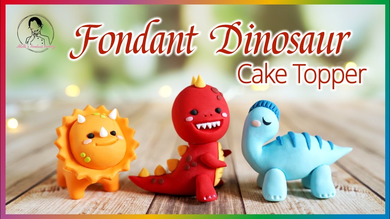 Fondant Dinosaur Cake Topper Tutorial｜How to Make Fondant Triceratops ...