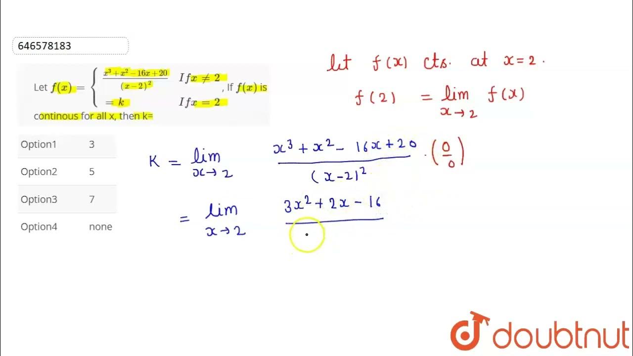 Let F x x 3 X 2 16x 20 x 2 2 If X Ne 2 k If X let-f-x-x-3-x-2-16x-20-x-2-2-if-x-ne-2-k-if-x