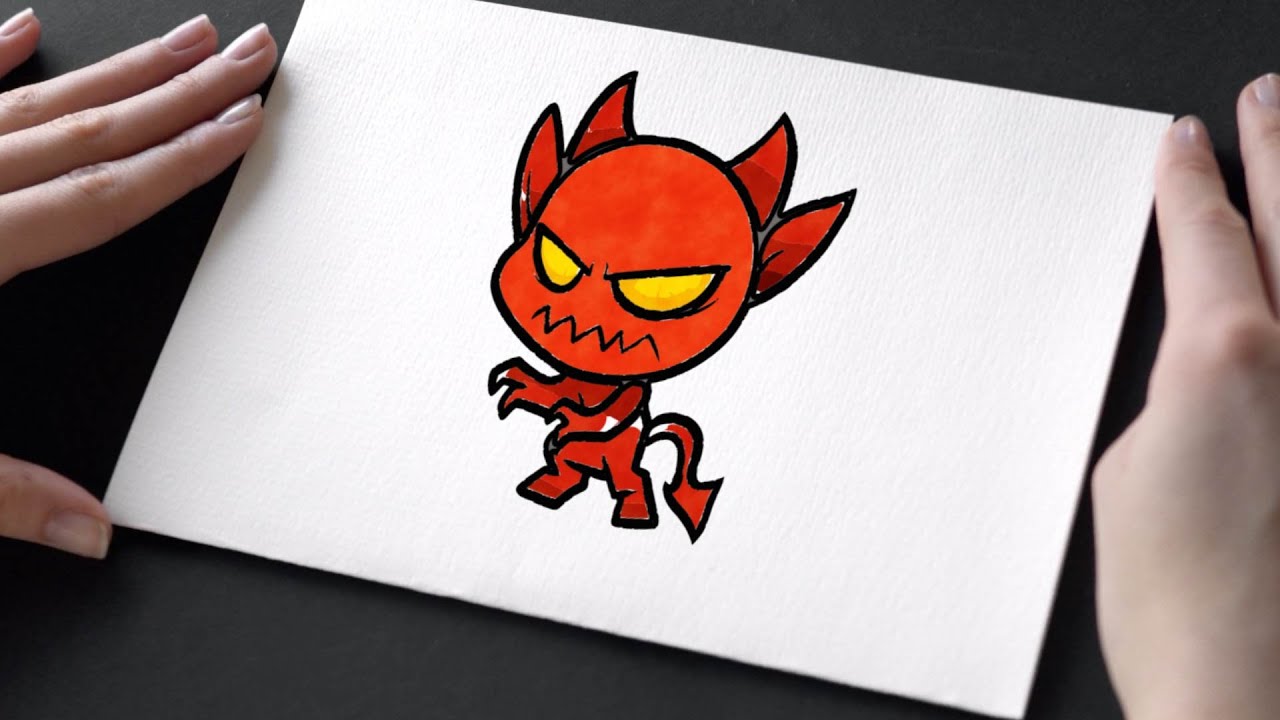 How to Draw a Devil (easy) need a pencil, felt-tip pens or markers ...