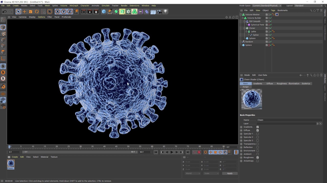 C4d R21 node material render coronavirus - YouTube