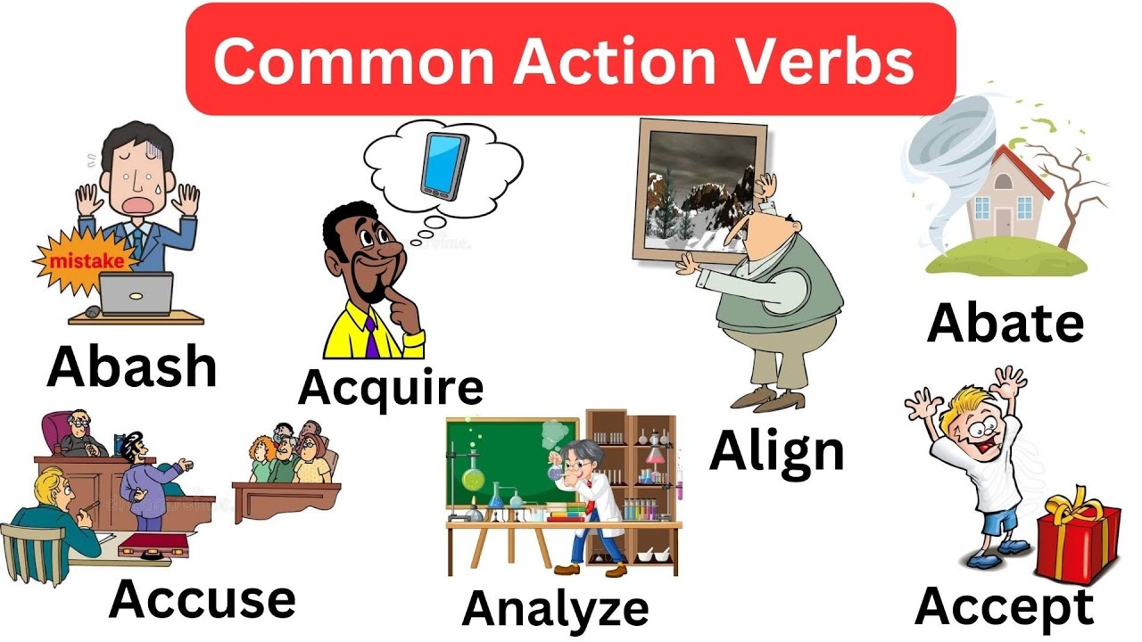 Common Action Verbs | Action Verbs With meaning and examples | The ...