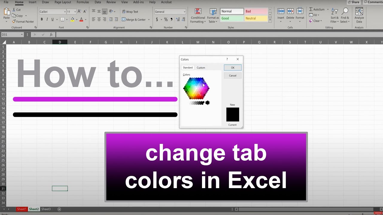 How to Change the Color of a Sheet Tab in Microsoft Excel - YouTube