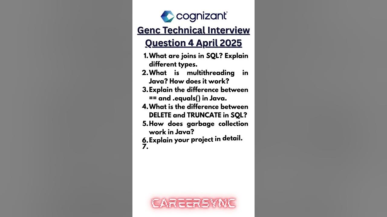 Cognizant Interview Question 4st April 2025 | Genc Role Interview #genc ...