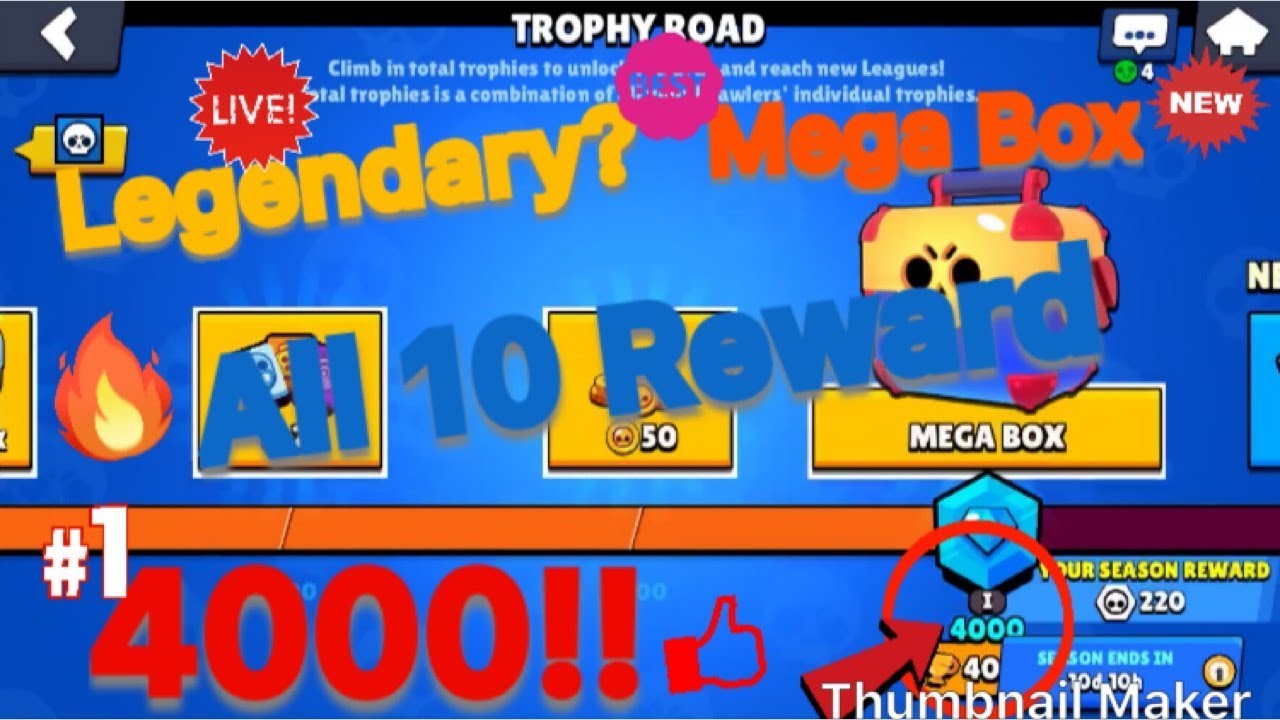 Mega Box Opening Reaching 4000 Trophies: *New* Brawl Stars: FreeToPlay ...
