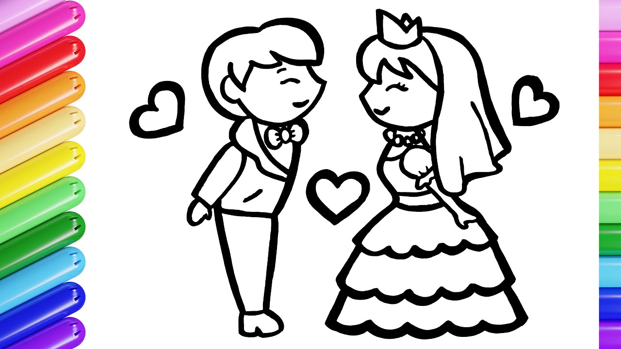 Groom & Bride Drawing, Painting and Coloring for Kids and Toddlers ...