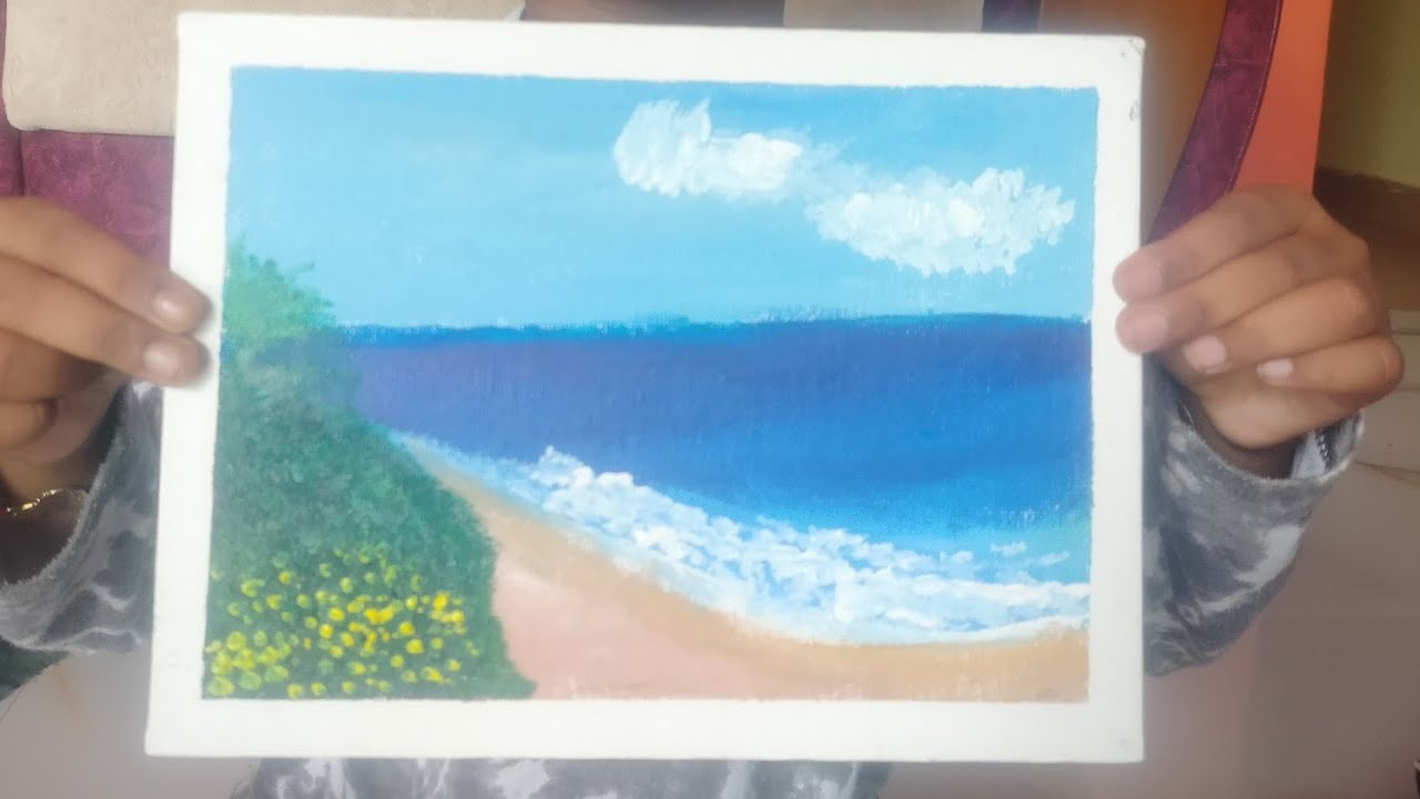 beach view painting #beach #beautiful painting - YouTube