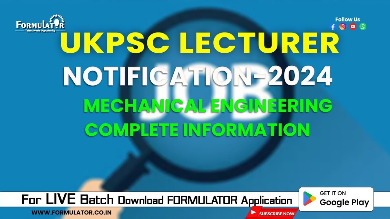 UKPSC Polytechnic Lecturer Mechanical Engineering Complete Information ...