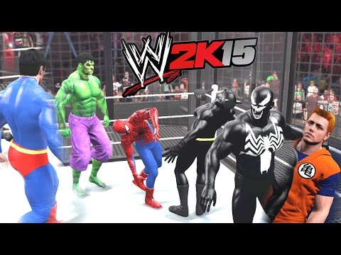 WWE 2K15 - Spiderman vs Batman vs Hulk vs Venom vs Superman vs Goku