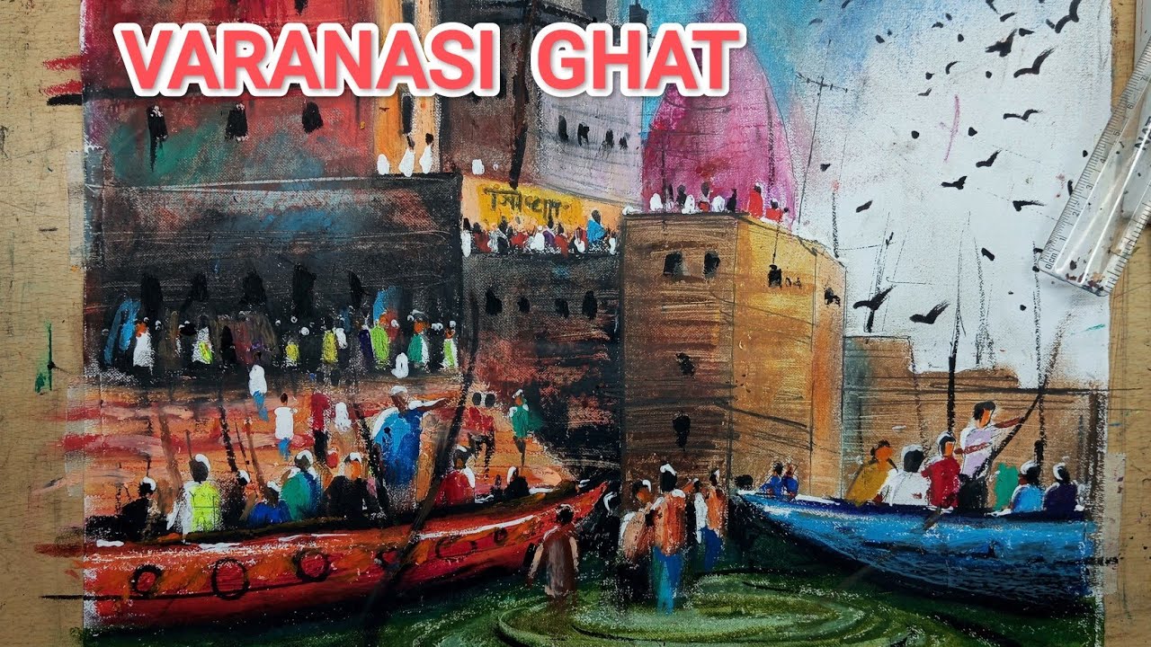 Banaras Ghat Drawing /Varanasi Kashi ghat drawing. BANARAS PAINTING ...