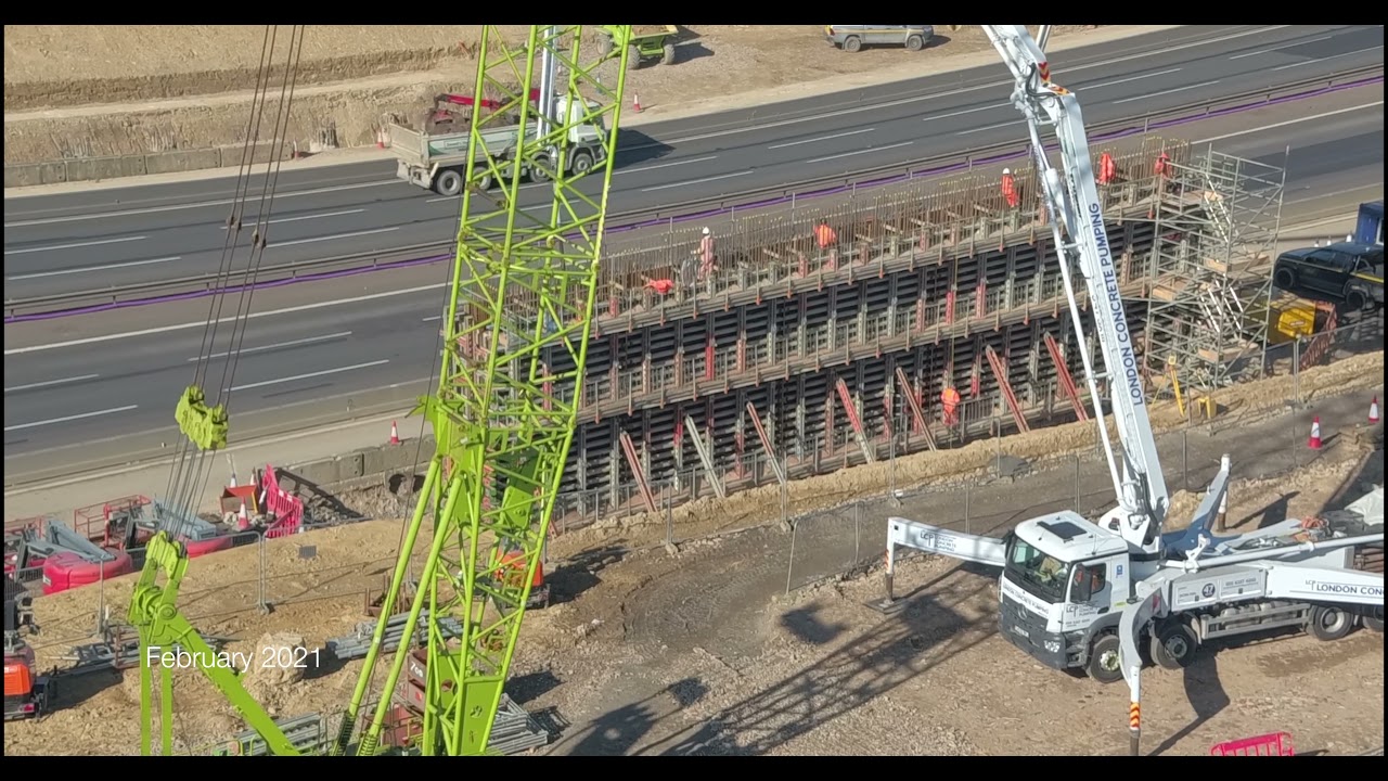 M11 Junction 7A bridge installation - YouTube