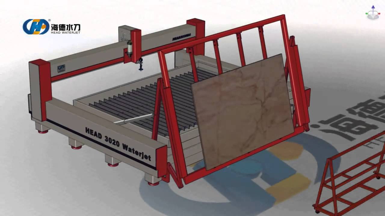 HEAD water jet cutting machine with loading system - YouTube