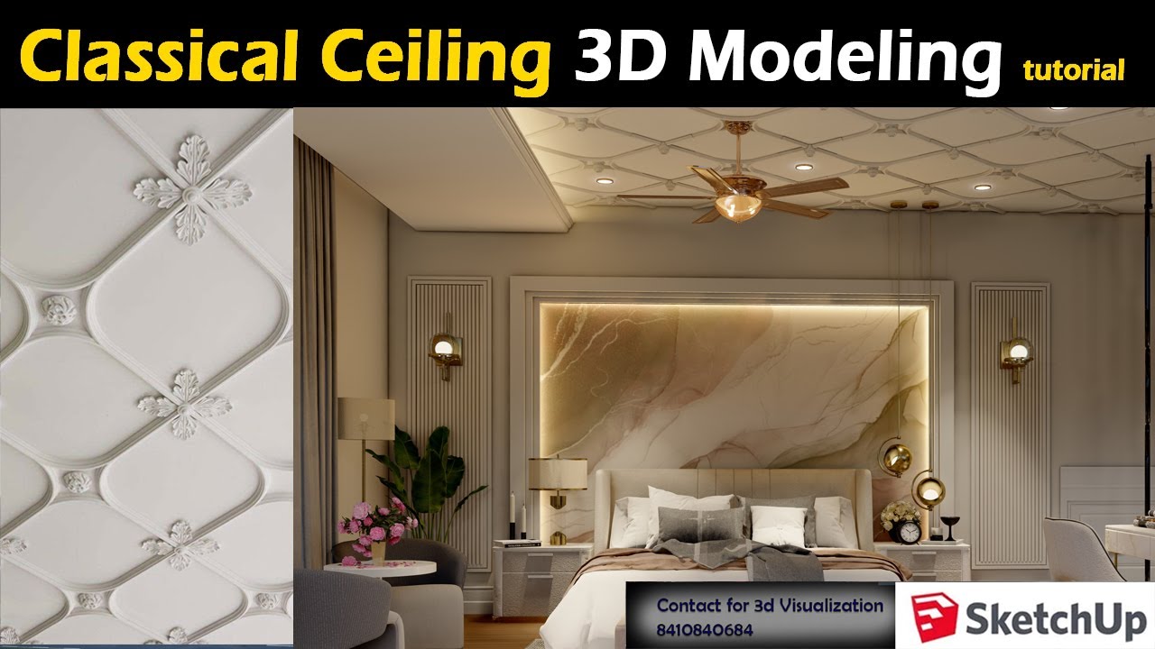 Classical Ceiling 3d Modeling SketchUp | Classic Interior 3D Modeling ...