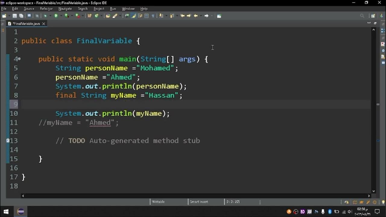 دليل شامل لشرح إنشاء المتغيرات الثابتة في لغة جافا | Constants Declaration In Java - 14 - YouTube